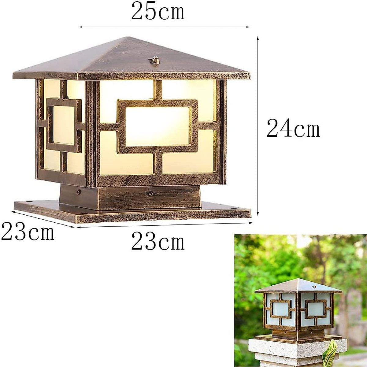 Post Lights Outdoor Waterproof Decorative Columns Post Aluminum Landscape E27 Patio Post Lamps Square Wall Pillar Headlight Courtyard Gate