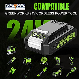 energup 2Pack 24V 3.5Ah Replacement Greenworks 24V Lithium Battery 29842 29852 29322 BAG709 BAG710 20352 22232 2508302 for Greenworks 2X24V + 2Port 29862 Charger for G-24 Greenworks 24V Battery