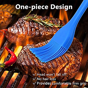 Hhyn Silicone Basting Pastry Brush Set 5 Pack Heat Resistant Spread Oil Butter Sauce for BBQ Grill Barbeque Kitchen Baking Cooking Pastries, 2 Large & 3 Small Multicolor