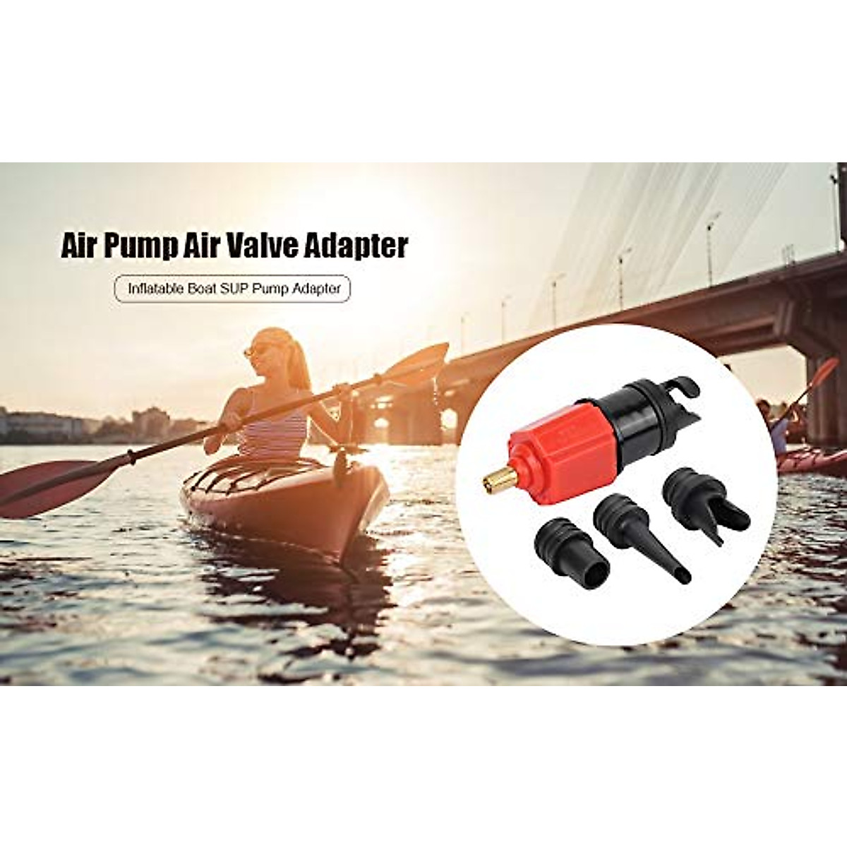 Kayak Boat Air Pump Adapter, Air Inflator Valve Adapter Accessory, Lightweight and Portable Air Nozzle Pump Adapter Kit for Inflatable Canoe Kayak Boat etc