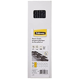Fellowes Plastic Combs - Round Back, 1/4 Inch, 100 Pack, Black (52366)