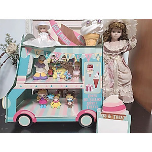 YONDMMIY 3 Tier Cupcake Stand Ice Cream Van Stand Cars Display Stand Bus Cupcake Cake Stand Truck Paper Cupcake Holder for Kids Birthday Party Decorations