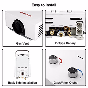 Propane Tankless Water Heater, GASLAND Outdoors BS158 1.58GPM 6L Portable Gas Water Heater, Instant Propane Water Heater, RV Camping Water Heater, Overheating Protection, Easy to Install