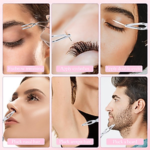 4 Pieces Curved Eyebrow Tweezer Stainless Steel Scissors Handle Tweezer Clip Facial Hair Plucker Eyebrow Remover Brow Shape Grooming Tools by NUOMI for Men and Women, Portable, Silvery