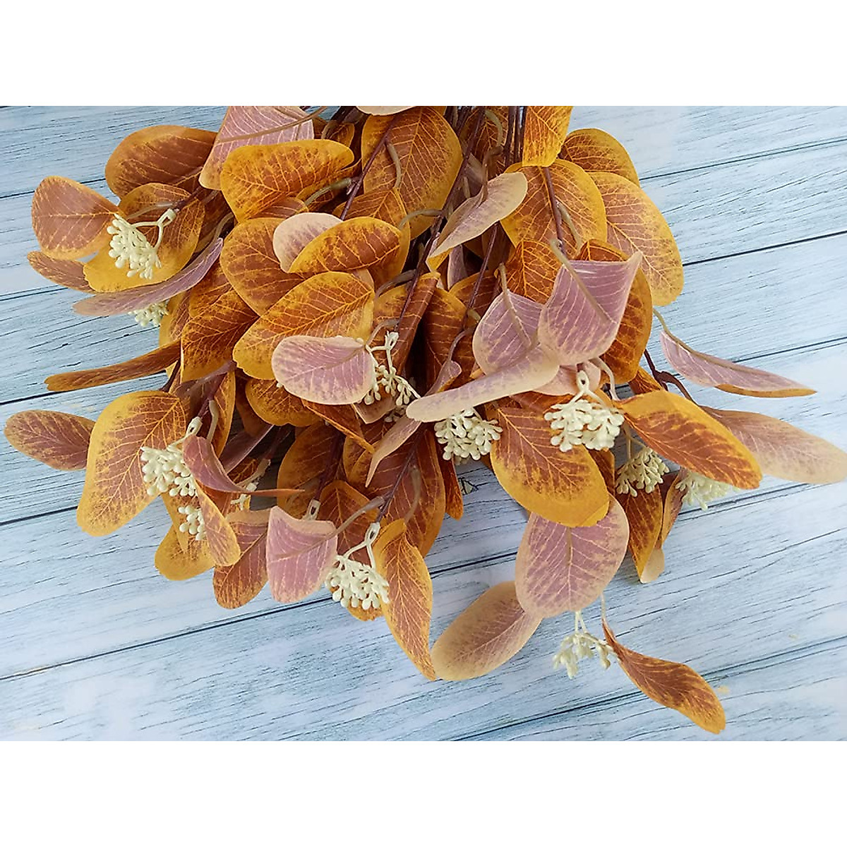 Etycoo 6 Pieces Artificial Eucalyptus Leaves Artificial Plants Greenery Decor for Wedding Party Home Garden Wreath Decor (Royal Blue)