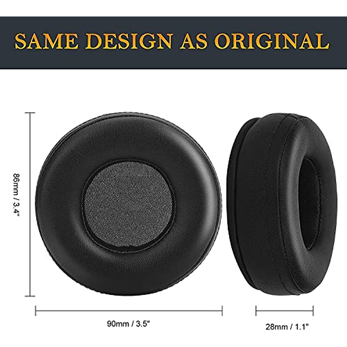 SOULWIT Professional Replacement Earpads Cushions for Skullcandy Hesh & Hesh 2 Wireless Over-Ear Headphones, Ear Pads with Softer Leather, Noise Isolation Foam, Added Thickness (Black)