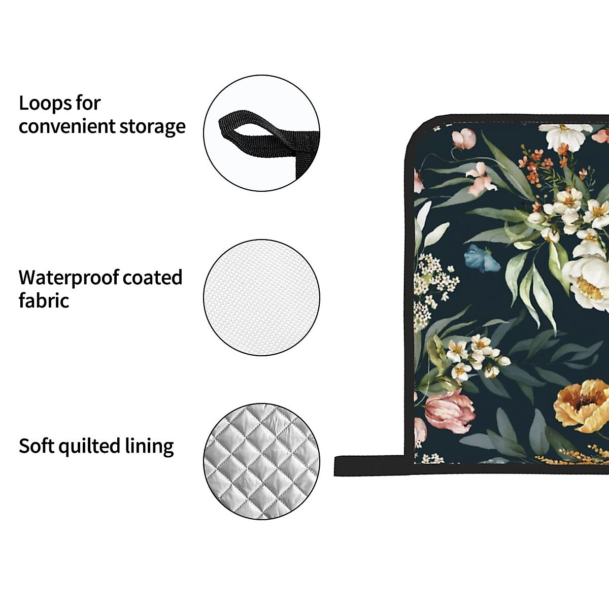 Oven Mitts and Pot Holders Sets 4 Piece, Floral Green Leaves Pattern Oven Gloves Heat Resistant Non-Slip for Kitchen Cooking Grilling Baking