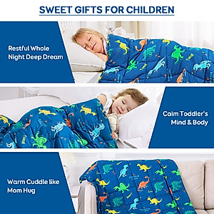 Kivik Toddler Weighted Blanket 3 lbs, Kids Weighted Blanket for Children, Soft Children Heavy Throw Blanket for All-Season Sleeping, Blue Dinosaur 36x48 Inches