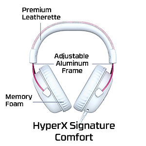 HyperX Cloud II - Gaming Headset, 7.1 Virtual Surround Sound – White/Pink & QuadCast S – RGB USB Condenser Microphone for PC, PS4, PS5 and Mac, Anti-Vibration Shock Mount, 4 Polar Patterns