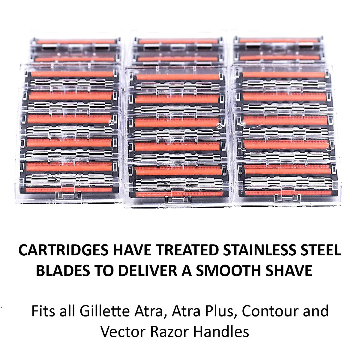30 Taconic Shave Triple Blade Razor Cartridges for Gillette Atra, Atra Plus, Vector & Contour Razor Handles, Aloe Lubricating Strip for a More Comfortable and Closer Shave