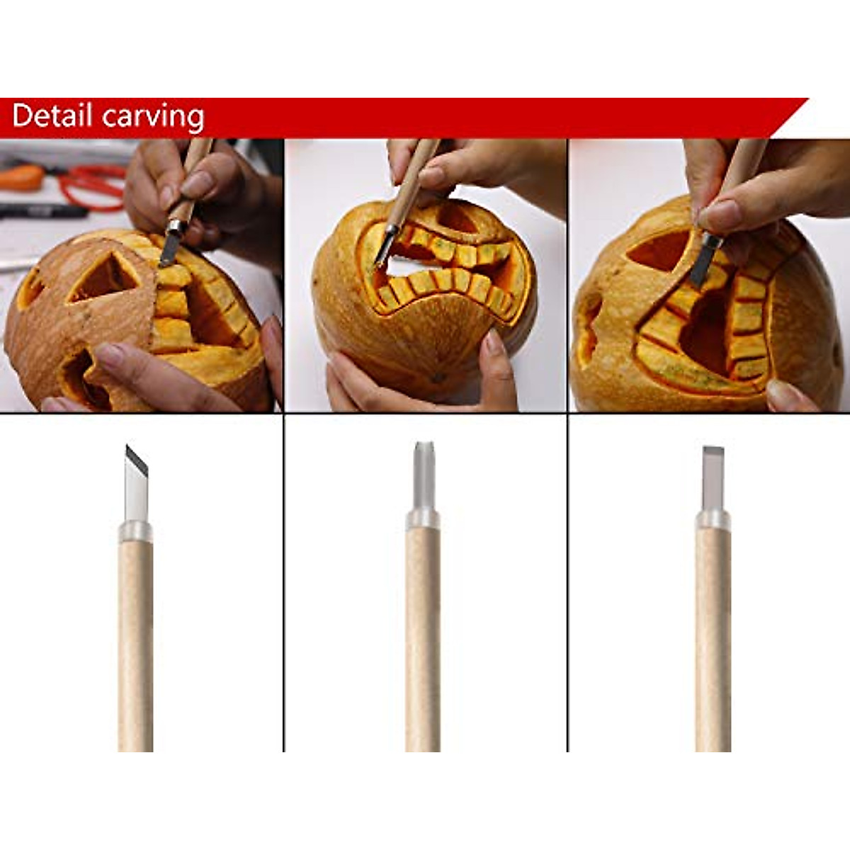 FATHER.SON 8PCS Halloween Pumpkin Carving Tools Kit & 2 LED Candles light & 100 Stencils Ebook & Instructions Packing With Stylish Pen Bags, Jack-O-Lanterns Professional DIY Stainless Steel Set