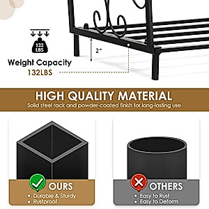 S AFSTAR 1.5Ft/17.5” Firewood Rack Outdoor Indoor, Heavy Duty Firewood Rack Bracket with Elegant Patterns & Raised Legs, Decorative Log Rack Wood Holder, Fireplace Wood Storage Rack, Easy Assembly