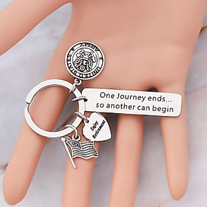 HOLLP Retirement Gifts Army Retired Keychain with Patriotic American Flag Military Retirement Gifts for Army Veteran (Keychain)