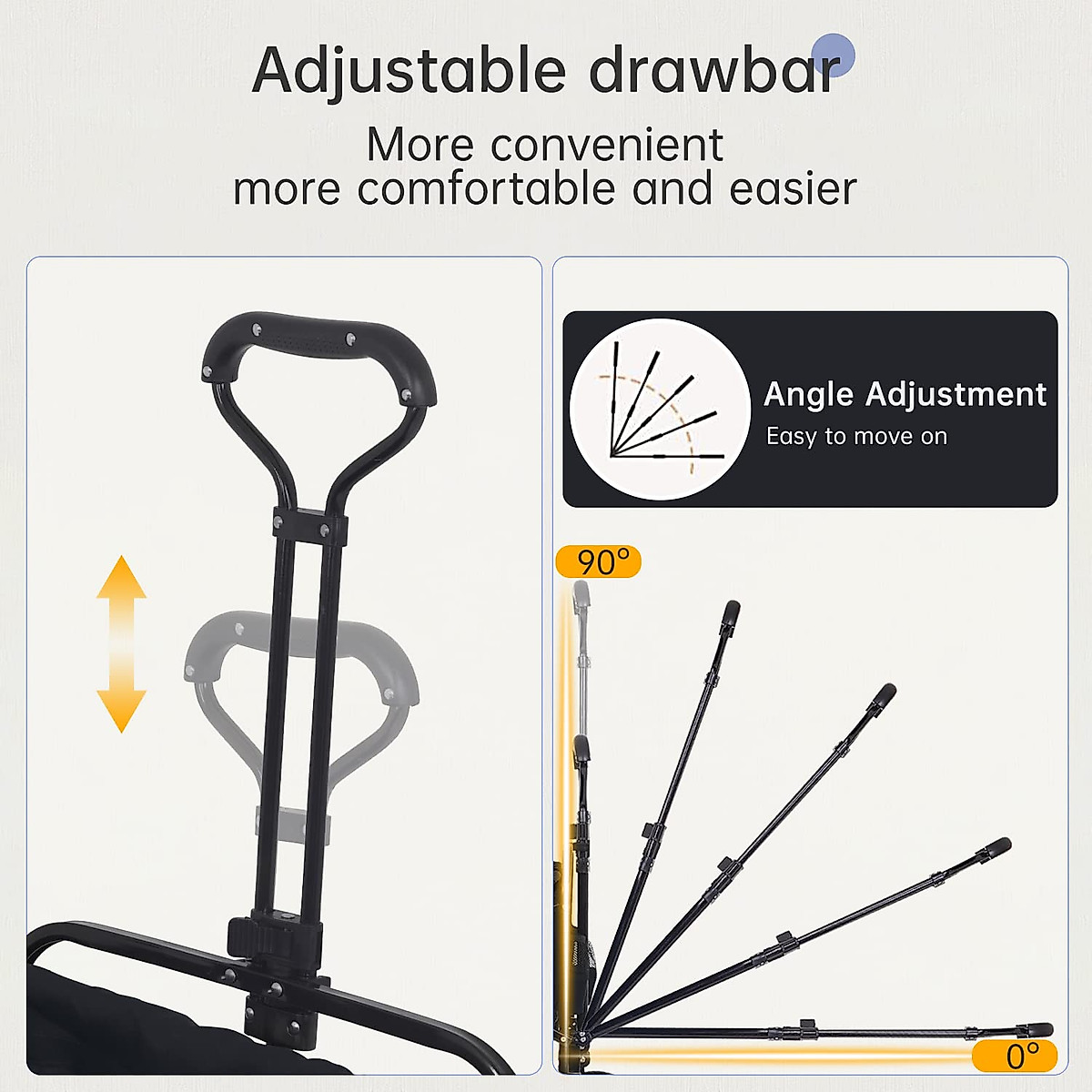 Collapsible Folding Wagon Garden Cart Beach Wagon Grocery Wagon All-Terrain Wheels Garden Grocery Wagon (Black)