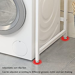 BKGDO Washer Storage Frames Floor Standing for Over Toilet,Household Toilet Storage Rack,Balcony Drum Washinghine Shelf,Bathroom Storage Unit,Practical Shelf,Thickened Steel Tube Frame/White