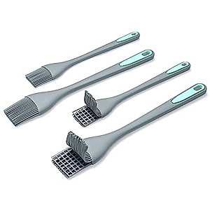 To encounter Silicone Brush, Set of 4 Silicone Basting Pastry Brush, Prefer for Cooking, Baking, Oil and BBQ Spreading - Built in Grid