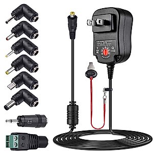 SoulBay 12W Universal AC Adapter 3V 4.5V 5V 6V 7.5V 9V 12V Switching DC Power Supply Charger Cord with 8 Tips for 3-12V Household Electronics - 1A Max