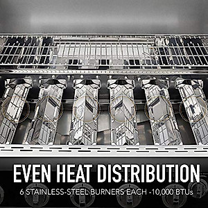 Kenmore PG-A40602SRL 6 Burner Propane Gas BBQ Grill with Side Burner, 73000 Total BTU, Black and Stainless Steel