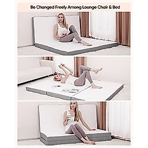 Forias Folding Mattress, Tri-fold Memory Foam Mattress, 4 Inch Foldable Mattress Topper with Washable Cover, Portable Mattress for Floor Guest Bed Camping Full Size 75" L x 54" W x 4" Th