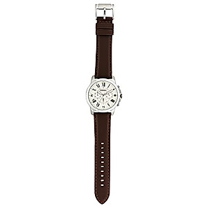 Fossil Men's Grant Quartz Stainless Steel and Leather Chronograph Watch, Color: Silver, Brown (Model: FS4735)