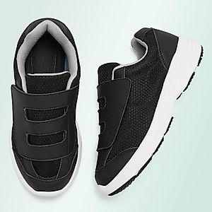 alcubieree Womens Wide Width Shoes Adjustable Strap Shoes Orthopedic Walking Sneakers for Elderly Diabetic Fasciitis for Foot Pain Relief Black