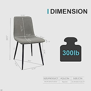 GIA Home Series 5pcs Modern Dining Set Include Rectangle 59"x35"x29.56" Faux Black Marble Wooland Table and Four Dining Chairs with Upholstered Linen Seat,Gray