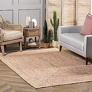 nuLOOM Hand Braided Otelia Denim And Jute Area Rug, 4x6, Beige
