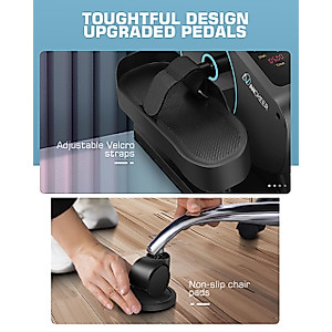 ANCHEER Under Desk Elliptical Machine, Resistance/Speed Dual Mode Ellipse Leg Exerciser While Sitting for Seniors Exercise Bike Pedal Exerciser While Sitting with Massage Pedal/Remote Control