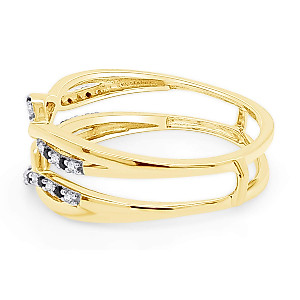 0.24 Carat Black & White Cubic Zirconia Twist Enhancer Guard Ring 14K Yellow Gold Over Sterling Silver Ring Size-6
