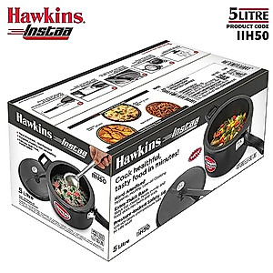 Hawkins 5 Litre Instaa Pressure Cooker, Induction Inner Lid Cooker, Tall Body Hard Anodised Cooker, Best Black Cooker, Black (IIH50)