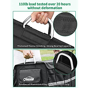 Oasser Trunk Organizer Cargo Organizer Trunk Storage Waterproof Collapsible Durable Multi Compartments with Foldable Cover Aluminium Alloy Handle Reflective Strip