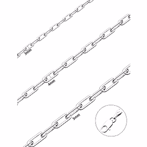 Waitsoul 925 Sterling Silver Paperclip Lobster Clasp Chain 3mm Necklace for Women Men Diamond Cut Silver Necklace Chain 16-30 Inches(18)