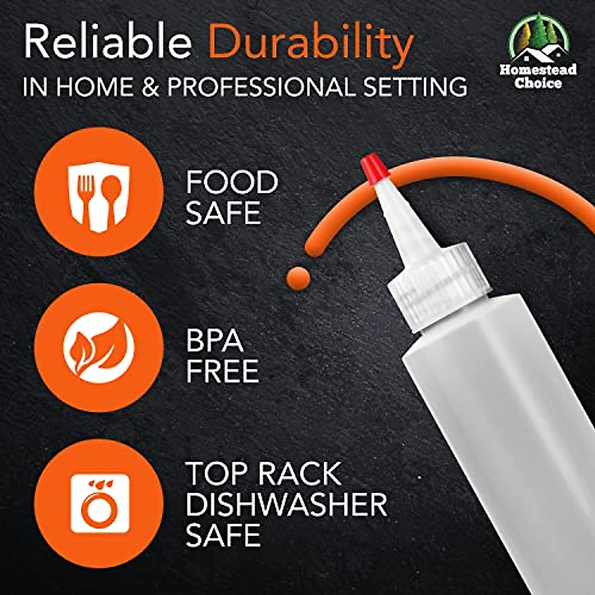 4 OZ Plastic Squeeze Bottles for Sauces - 8 Pack Condiment Squeeze Bottles for Liquids - Made in USA - BPA Free Squirt Bottles with Cap - Ketchup, Syrup, Oil, Dressings, Honey & Arts and Crafts