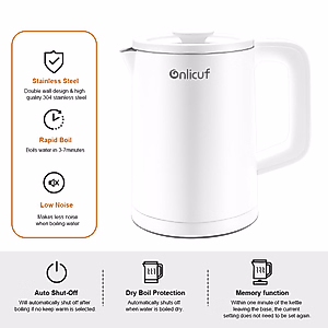 Onlicuf Temperature Control Electric Hot Water Kettle, 6-in-1 Electric Tea Kettle with 304 Stainless Steel Interior,1.5 Liter,Auto-Off & Boil-Dry Protection, Keep Warm, Fast Boiling, BPA Free