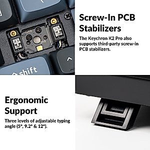 Keychron K2 Pro QMK/VIA Wireless Mechanical Keyboard, Custom Programmable Macro Wired Keyboard with Hot-Swappable K Pro Brown Switch White LED Backlight PBT Keycaps for Mac Windows Linux