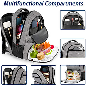 MATEIN Lunch Backpack, 17 inch Insulated Cooler Backpack with USB Charging Port for Women Men, Water Resistant College Lunch Box Backpack with Laptop Compartment for Work Picnic Travel Beach, Gifts