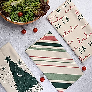Folkulture Christmas Kitchen Towels or Dish Towels for Kitchen, 20 x 26 Inches Modern Tea Towels or Dish Cloths with Hanging Loop, Set of 3 Cotton Dishcloth for Farmhouse Decor, Falala