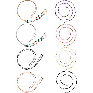 Frienda 8 Pieces Eyeglasses Chains Beaded Sunglasses Strap Holder Elegant Eyewear Retainer Chain, 8 Styles (White, Black, Purple, Rose Gold, Pink, Gold, Silver)