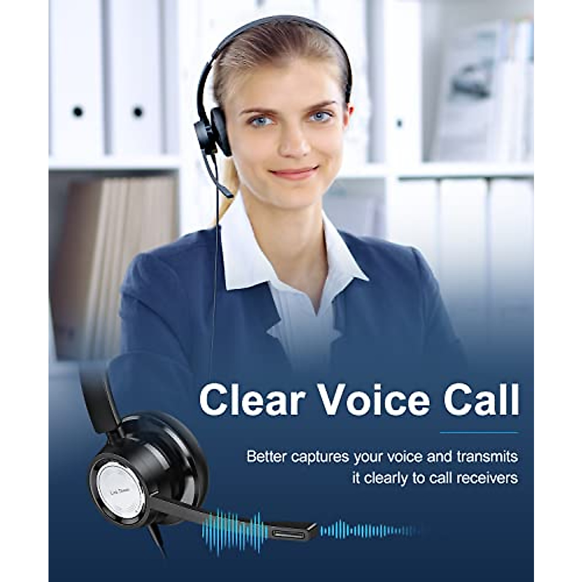 Link Dream USB Headset with Microphone in-line Controls & Ultar Comfort Wired Computer Headset for PC, Business, Office, Call Center, UC, Skype, Zoom, Webinar, Home (Monaural Style)