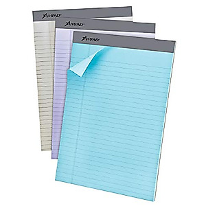 Ampad Evidence Pastel Perforated Pad, Size 8-1/2 x 11-3/4, Assorted ( Blue, Gray, Orchid), Legal Ruling, 50 Sheets per Pad, 6 Pack (20-602R)