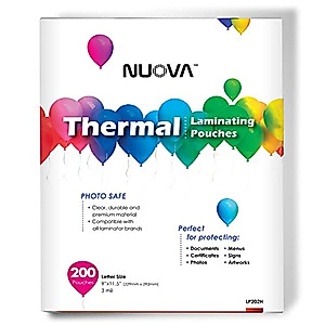 Aurora Premium Thermal Laminating Pouches LP202H, 9" x 11.5"/Letter Size/3 mil, 200-Pack, Clear
