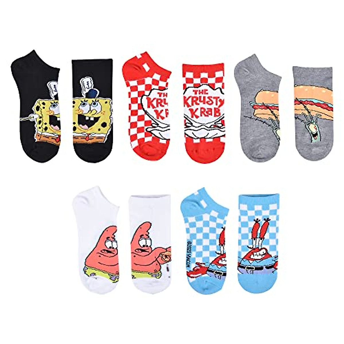 SpongeBob SquarePants Women's Krusty Krab Burger No Show Socks, Black, 9-11