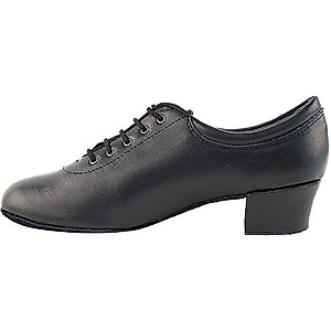 Women's Ballroom Dance Shoes Salsa Latin Practice Dance Shoes Black Leather 2601EB Comfortable - Very Fine 1.5" Heel 8 M US [Bundle of 5]