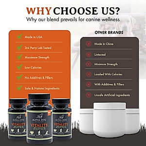 Krill Oil for Dogs - Vitality by Alpha Dog Nutrition – Reduces Dog Allergies, Itchiness, & Shedding – Promotes Healthy Skin and Coat