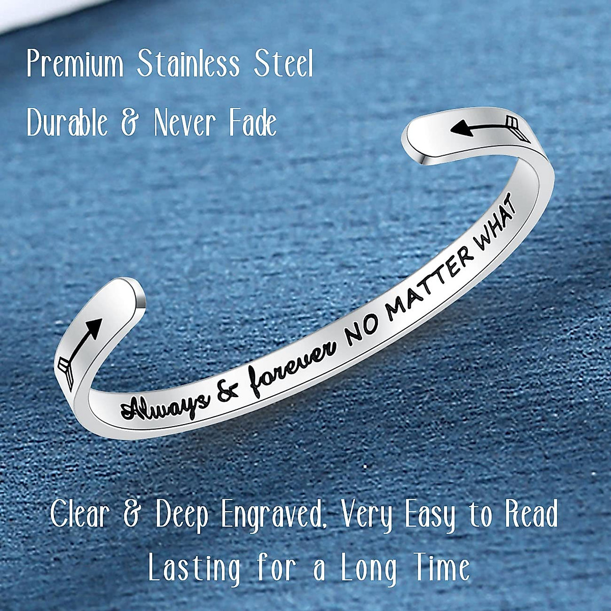 SAM & LORI Long Distance Relationship Gifts Best Friend Bracelet for Women Cuff Friendship Couples Bestie Sister Stuff Anniversary Valentines Christmas Day Always and Forever