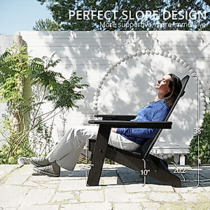 LUE BONA Folding Adirondack Chair Set of 4, Black Poly Fire Pit Adirondack Chair Weather Resistant, Modern Plastic Adirondack Patio Chairs with Cup Holder, 320LBS, Outdoor Chairs for Pool Porch Beach