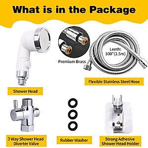 Dog Shower Attachment, Pet Shower Sprayer for Pet Bathing and Dog Washing, Including Brass Shower Head Diverter Valve + Handheld Shower Head + Shower Hose + Holder, Sprayer Kit for Hair Washing