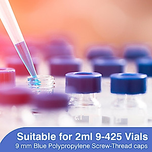 ALWSCI 9-425 HPLC Screw Thread Caps with Septa, White PTFE/Red Silicone Septa for 2ml ND9 Autosampler Vials, 100 pcs/pk