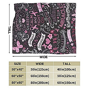 Blanket Breast Cancer Awareness Hopes Throw Blanket Ultra Soft Velvet Blanket Lightweight Bed Blanket Quilt Durable Home Decor Fleece Blanket Sofa Luxurious for Men Women Kids Blanket 50x60in