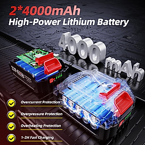 Aiment 590 Ft-lbs/800Nm Cordless Impact Wrench 1/2 inch, 3000RPM Brushless Impact Gun w/ 2 * 4.0Ah Li-ion Battery, Fast Charger, 6 Sockets, Electric Impact Wrench for Car Home Truck Tractor AM800